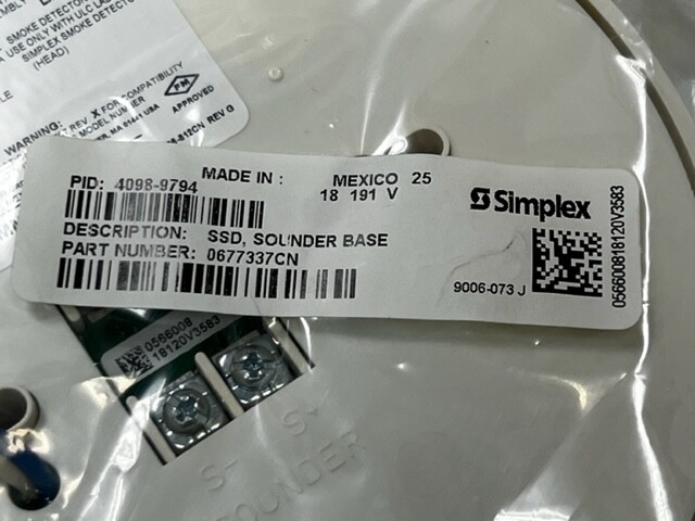 Simplex 4098-9794 TrueAlarm Photoelectric Sensor Mounted in Sounder ...