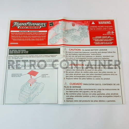 TRANSFORMERS ARMADA - Instructions Booklet - Optimus Prime + Spark-Plug