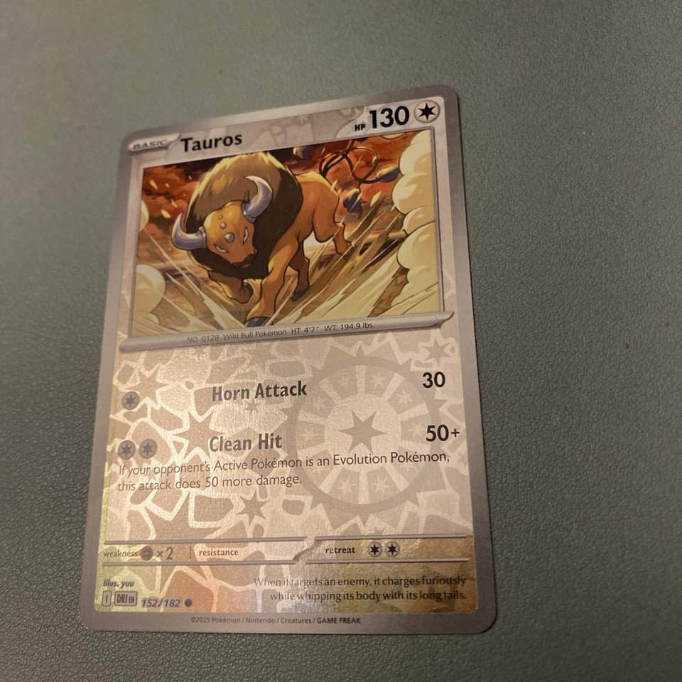 Tauros - Pokemon TCG 152/182 Reverse Rare Holo Card Destined Rivals NM ...