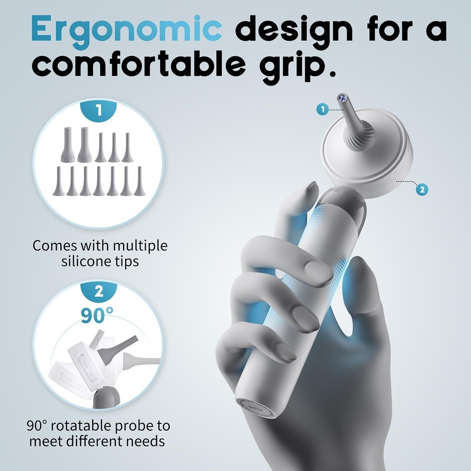 Otoscope Ear Camera with 1.38” Screen, 1080P HD Ear Scope & 4 LED ...