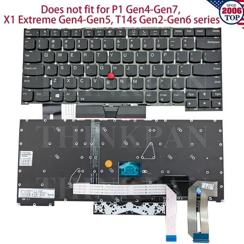 New US Keyboard Backlit for Lenovo ThinkPad T14s Gen1 P1 Gen3 X1 ...
