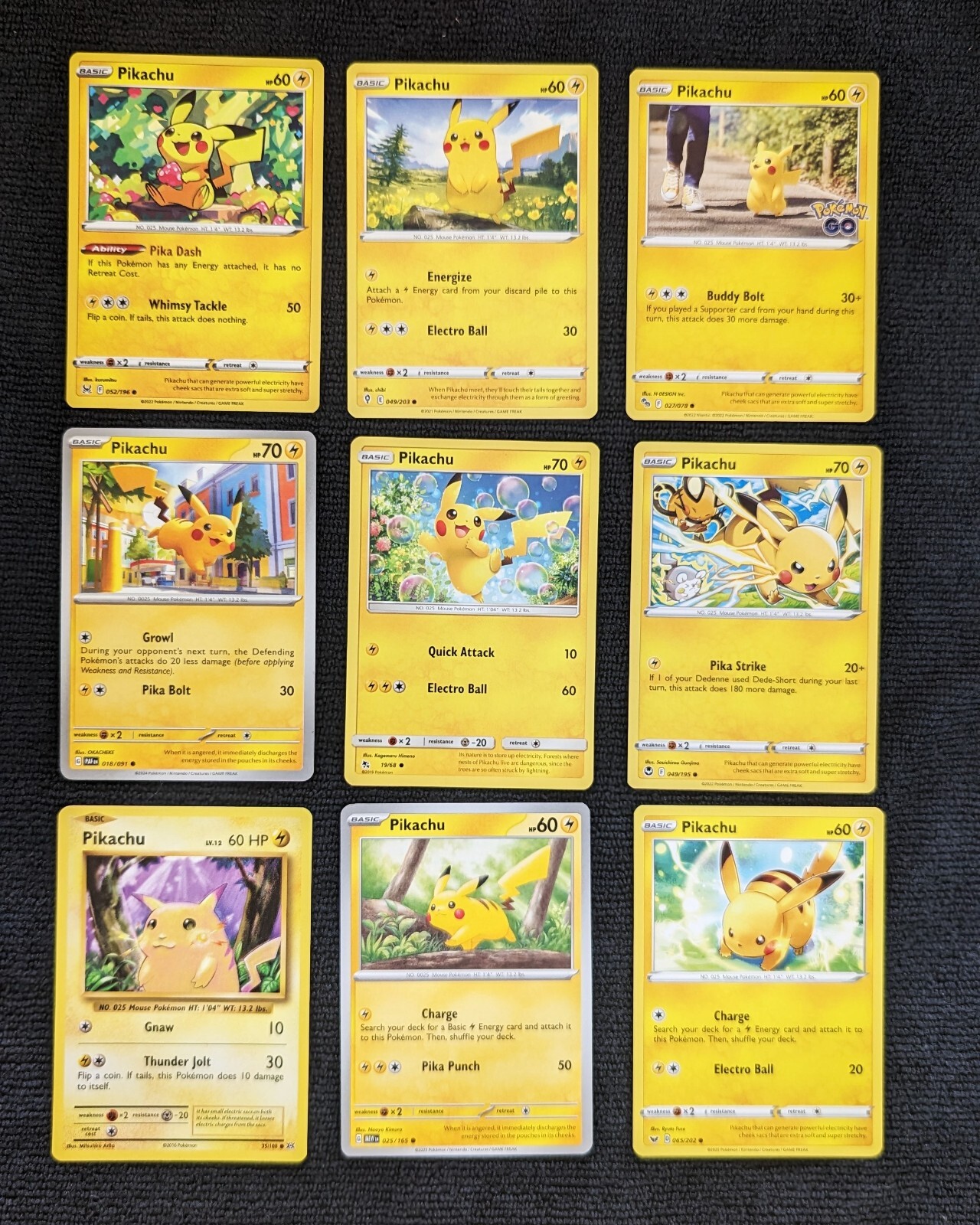 Pikachu Fans Pokemon Card Collection Set of 9 Pikachu English Cards NM ...