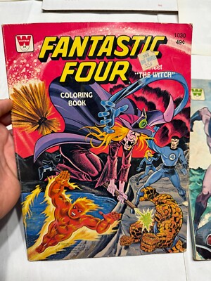 LOt 2 Fantastic Four Coloring Book Witch Whitman 1977 Vintage BATMAN ...