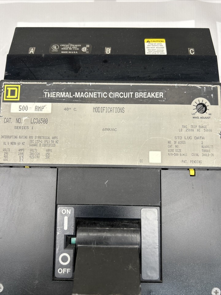 500 Amp LC36500 I-LINE CIRCUIT BREAKER 500A 600V 3P SQUARE D | eBay