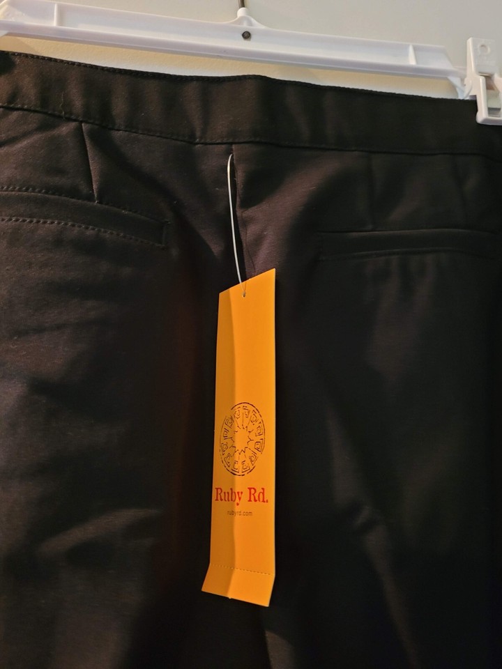 NEW Ruby Road Women Cropped Pants Capris Size 12 Black Cotton Stretch ...