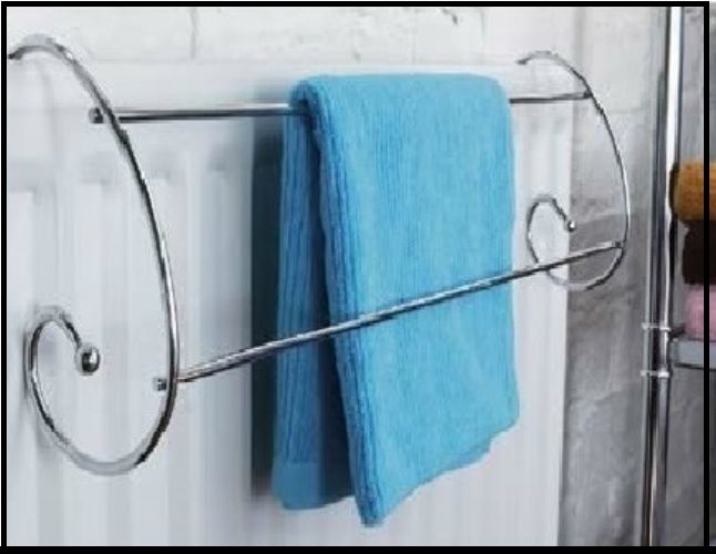 SET OF 2 TWIN RAIL METAL OVER RADIATOR TOWEL RACK DRYER INDOOR CLOTHES ...