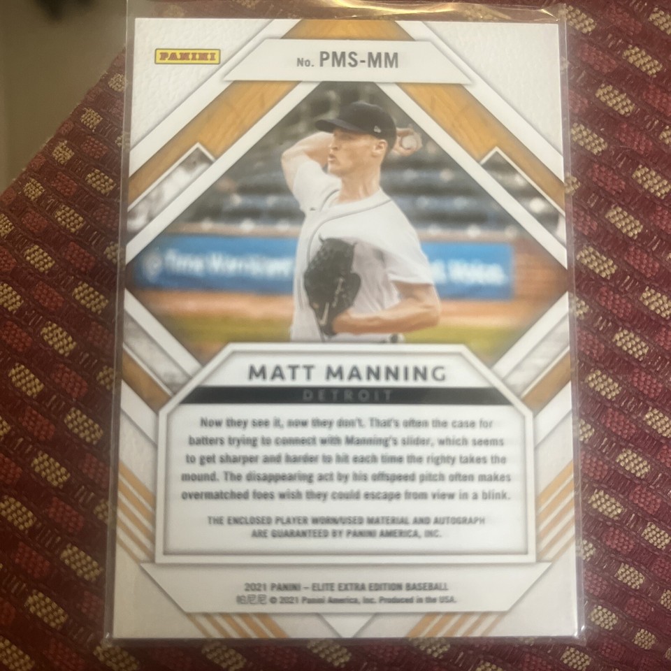 2021 PANINI ELITE EXTRA EDITION MATT MANNING PROSPECT MATERIALS AUTO 09 ...