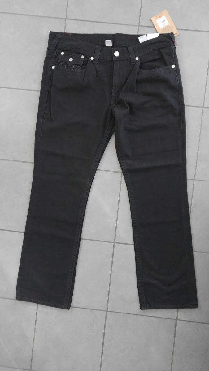 True Religion Straight with flaps all black jeans sz.33 $185 True Religion Straight with flaps all black jeans sz.33 $185