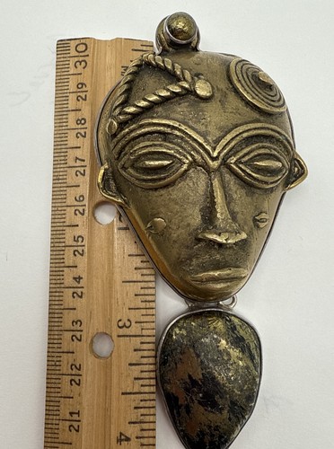 Amy Kahn Russell AKR Brass African Tribal Mask And Apache Gold Brooch ...