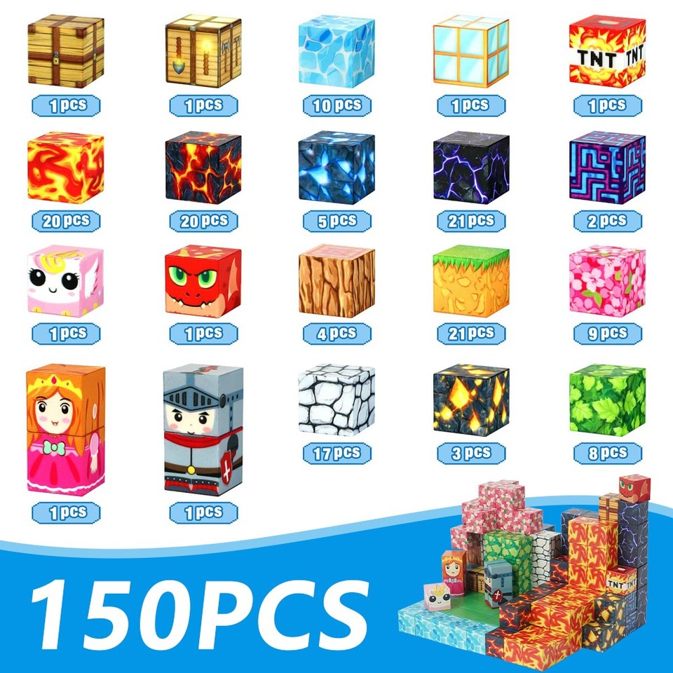 Magnetic Blocks -48-150Pcs Minecraft Magnetic Building Blocks Kid Toy ...