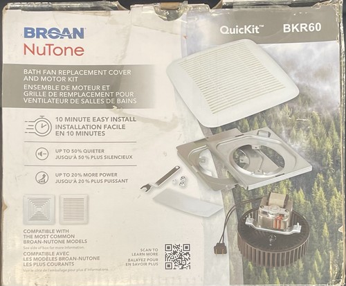 New! Broan NuTone Quickit 60 CFM Bathroom Vent Upgrade Kit Model BKR60 ...