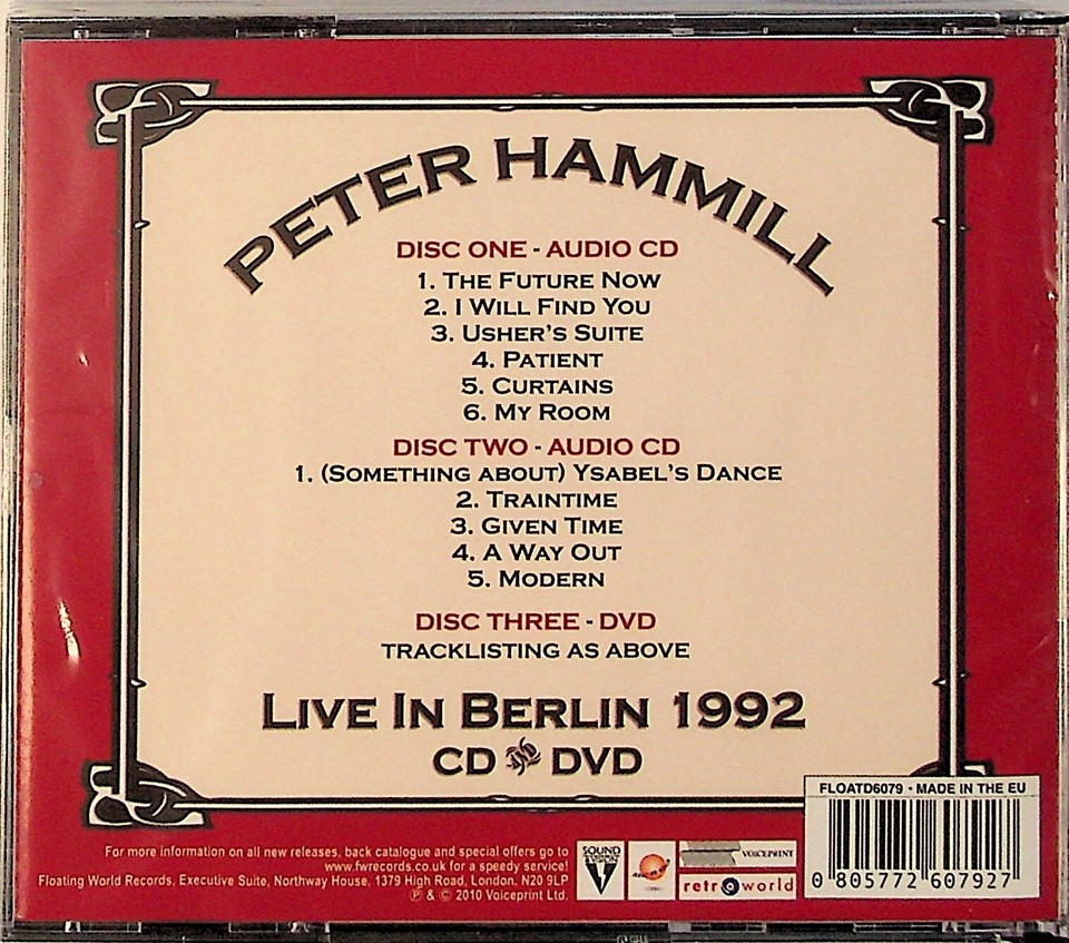 Peter Hammill – Live In Berlin 1992 NEW 2-CD/DVD (2010) Van Der Graaf Generator | eBay