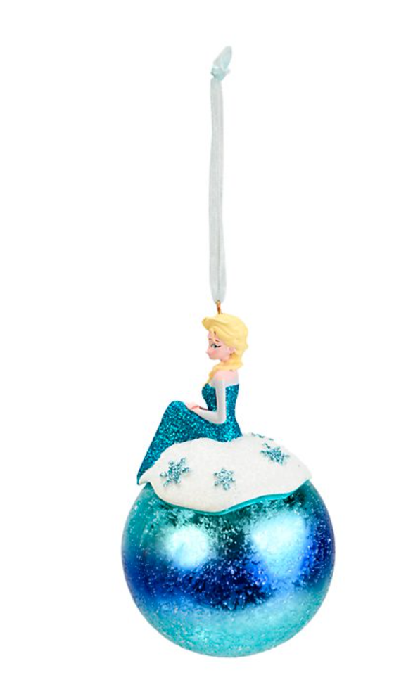 DISNEY PARKS DISNEYLAND PARIS FROZEN ELSA CHRISTMAS BALL BLUE ORNAMENT ...