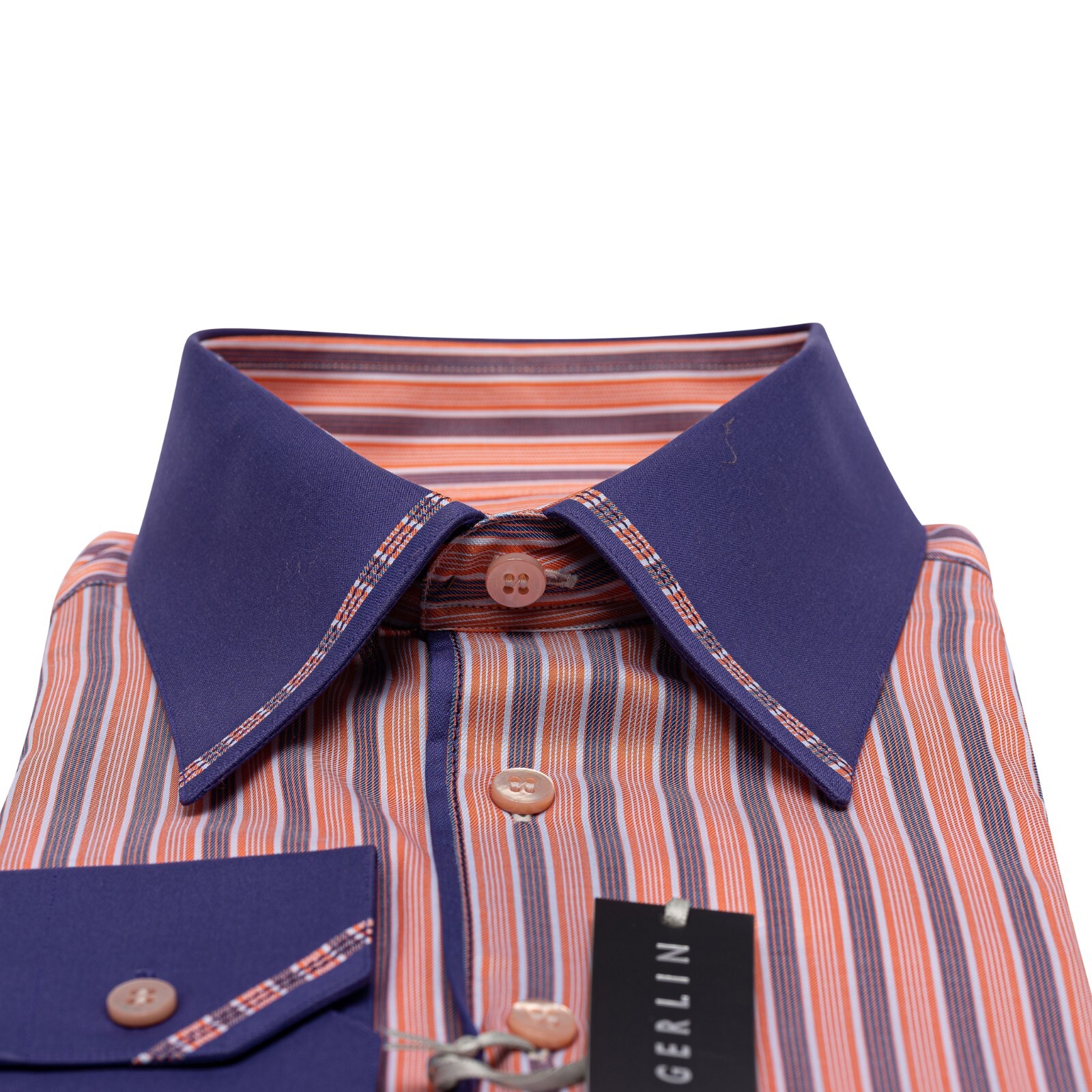 LUXURY GERLIN Shirt Striped Orange ALUMO Cotton 16 - 41 3D ZILLI | eBay UK