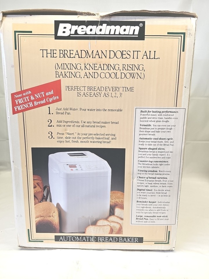 Breadman TR-440C Bread Maker Machine 7 Settings 1.5 lb Loaf Non Stick NOS | eBay