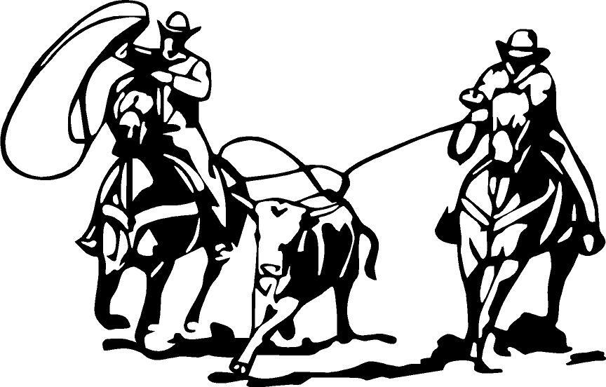 Team Roping Black And White
