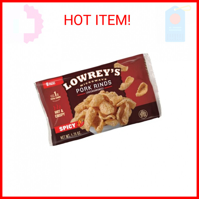 Lowrey's Bacon Curls Microwave Pork Rinds (Chicharrones), Hot and Spicy ...