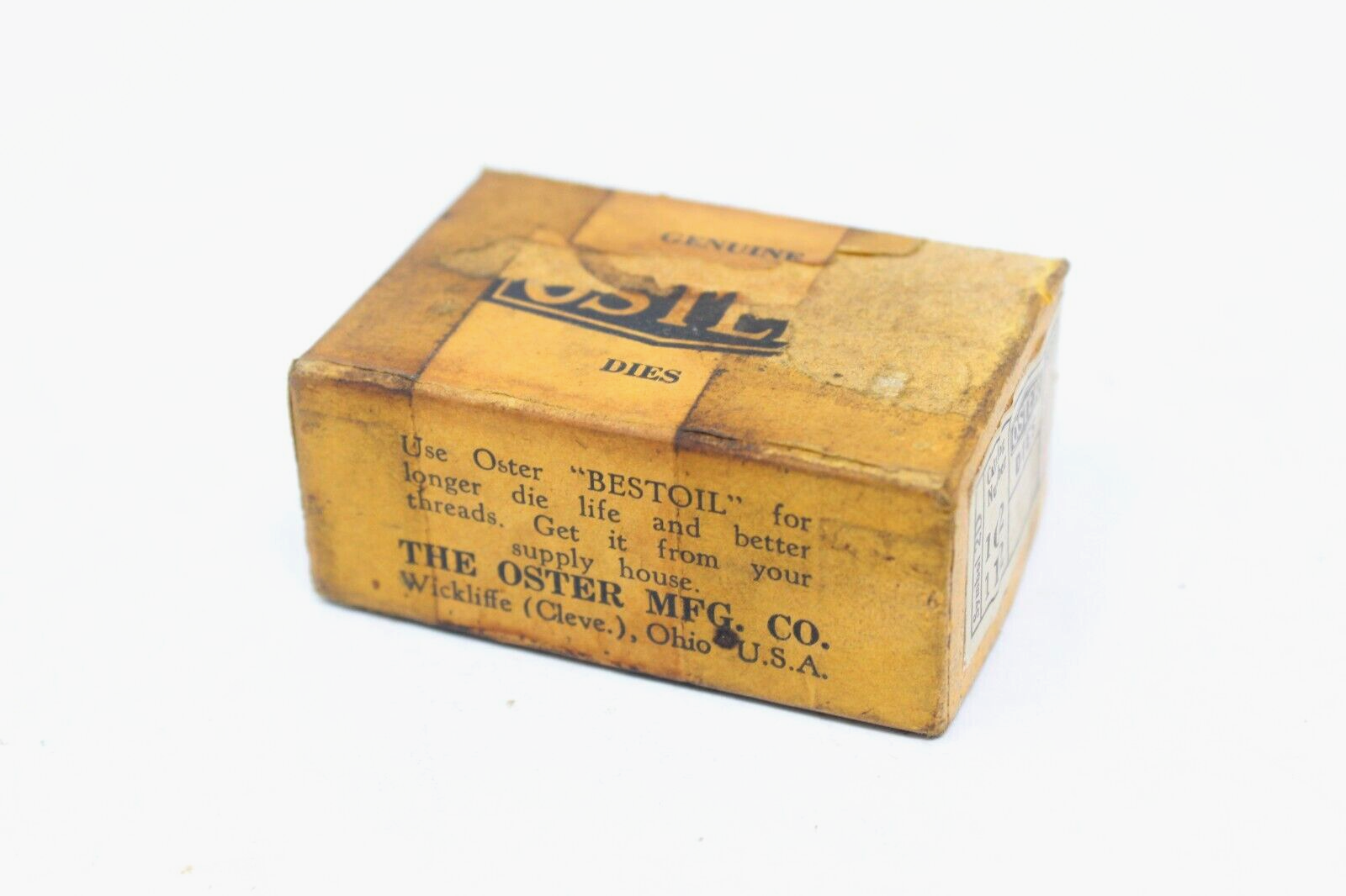 Vintage OSTER Box of 4 2D Dies 102/112 Stocks Sizes 1/2"-3/8" Brass ...