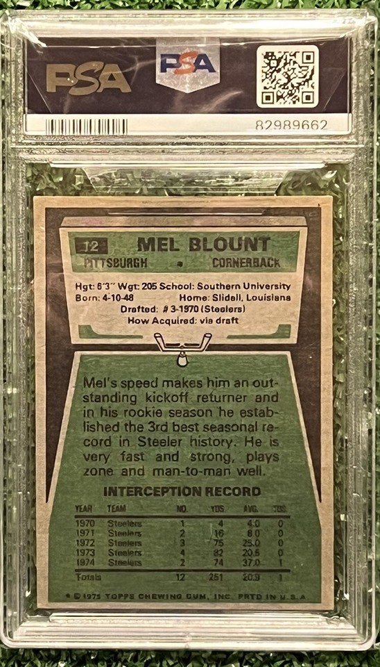 Signed MEL BLOUNT M Steelers 1975 Topps PSA/DNA Authentic Auto RC ...