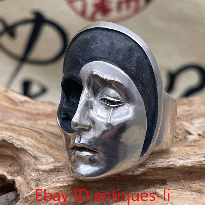 Yin Yang Bipolar Sad Ring Neutral Style Versatile Punk China-Chic Tai ...