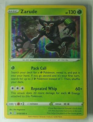 Zarude - 019/198 - Holo - Rare - Near Mint - Pokemon Trading Card Game ...