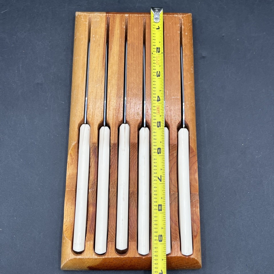 Vintage CATTARAUGUS CUTLERY Set of 6 Butter Dinner Knives Ivory Acrylic ...