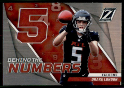 Drake London 2023 Zenith Football BEHIND THE NUMBERS Prizm Atlanta ...