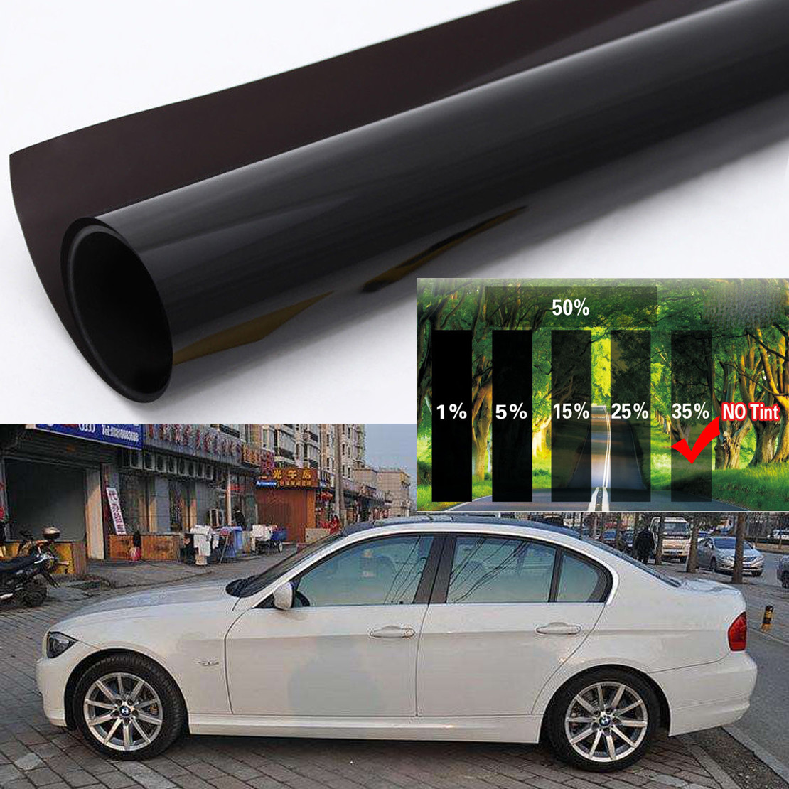 Universal 50cmx3m 35 Vlt Black Pro Car Home Glass Window Tint Tinting