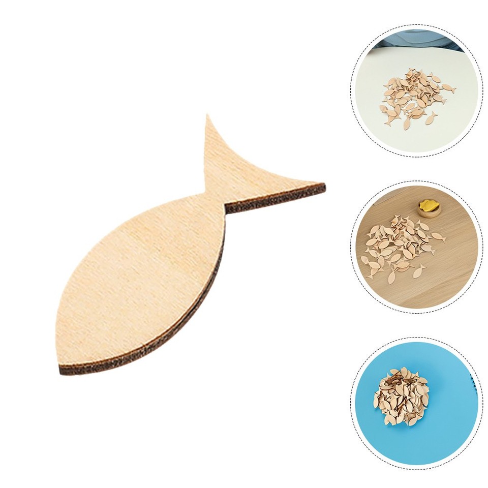 150 PCS Diy Wood Fish Crafts Unfinished Shaped Crafting Coastal Wall ...