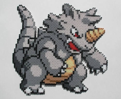 Rhydon kandi perler pokemon go rave EDC PLUR hama wall art bead pixel ...