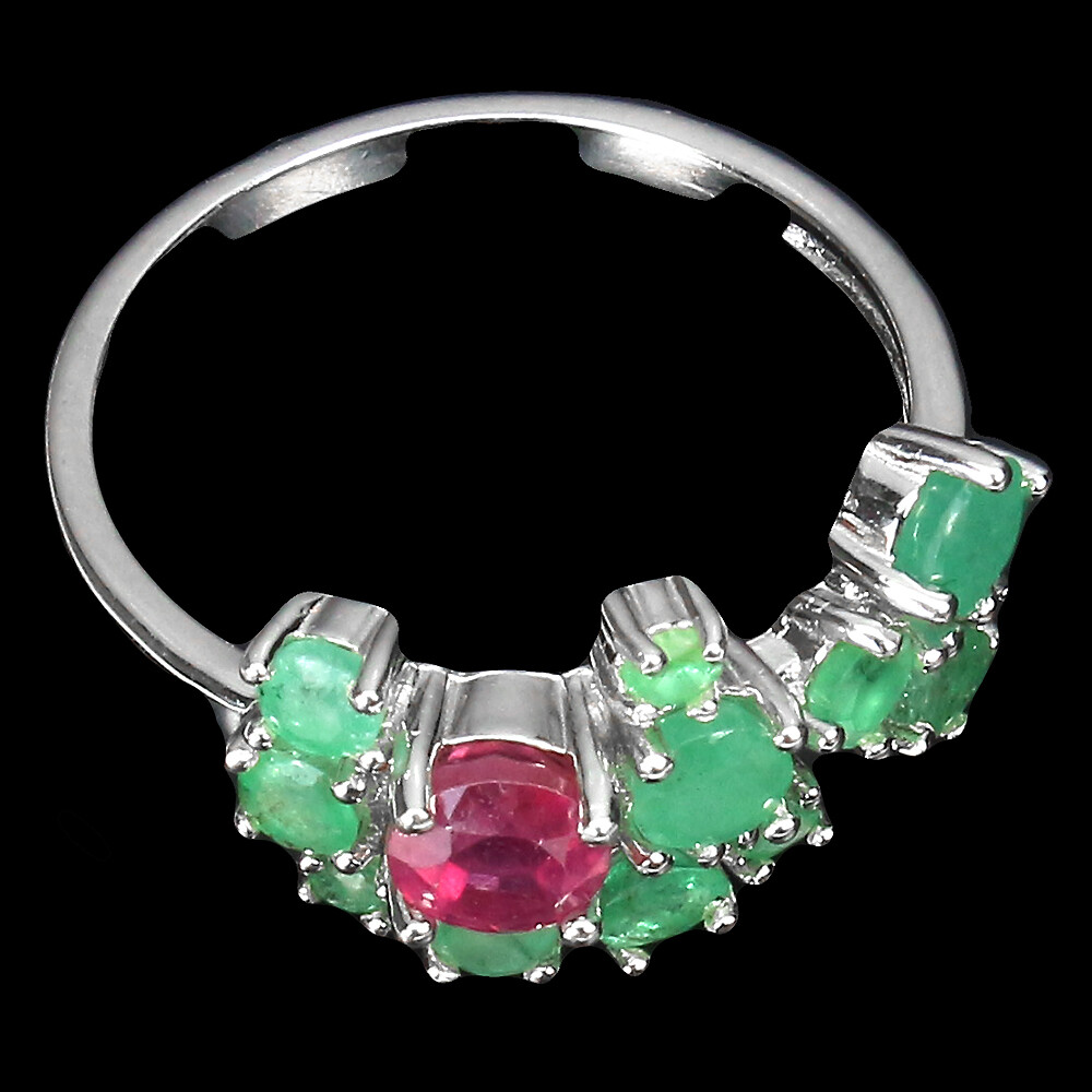 Heated Round Ruby 5mm Emerald 14K White Gold Plate 925 Sterling Silver ...