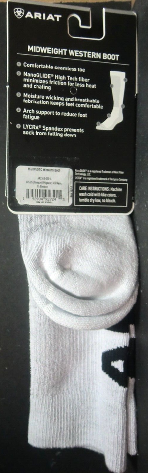 Ariat Men's Over The Calf Grey Boot Socks AR2345-050 L (Unisex) Grey | eBay