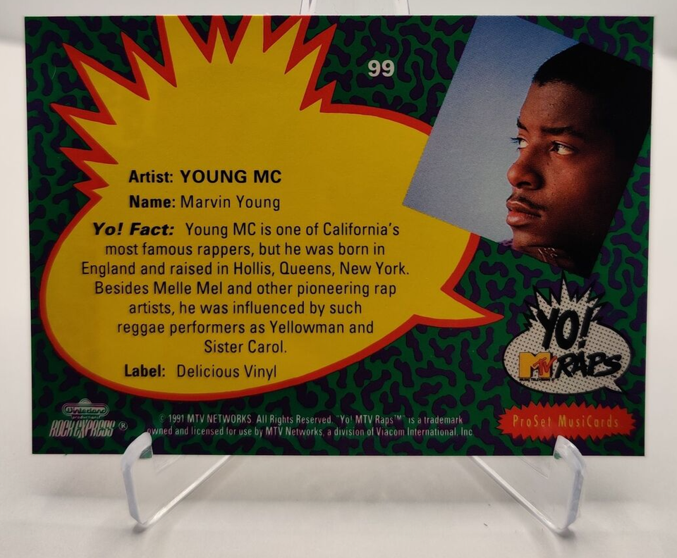 Yo MTV Raps Trading Cards 1991 Series 1 # 99 YOUNG MC music trading ...