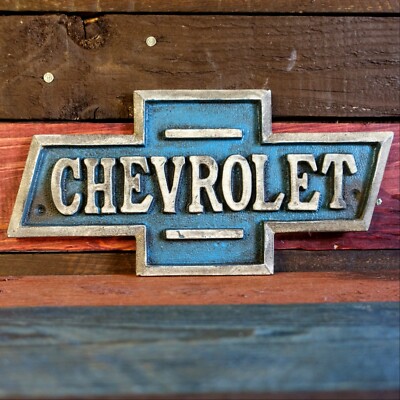 Chevrolet Cast Iron Plaque Embossed Chevy Sign Vintage Antique Finish ...