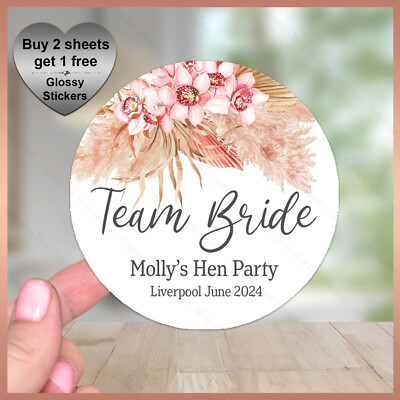 Personalised Hen Stickers - Birthday Party Wedding Labels Team Bride ...