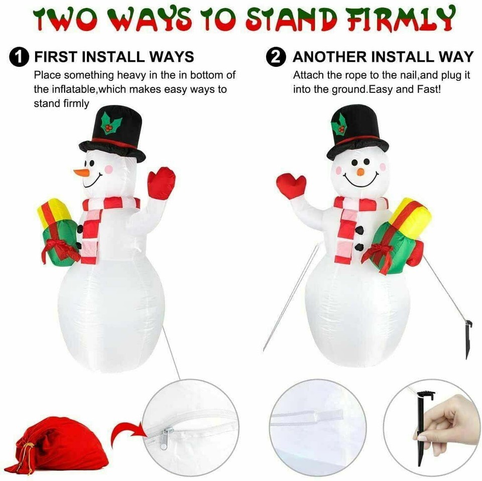 5ft Christmas Inflatables Snowman Outdoor Yard Rotating LED Blow Up ...