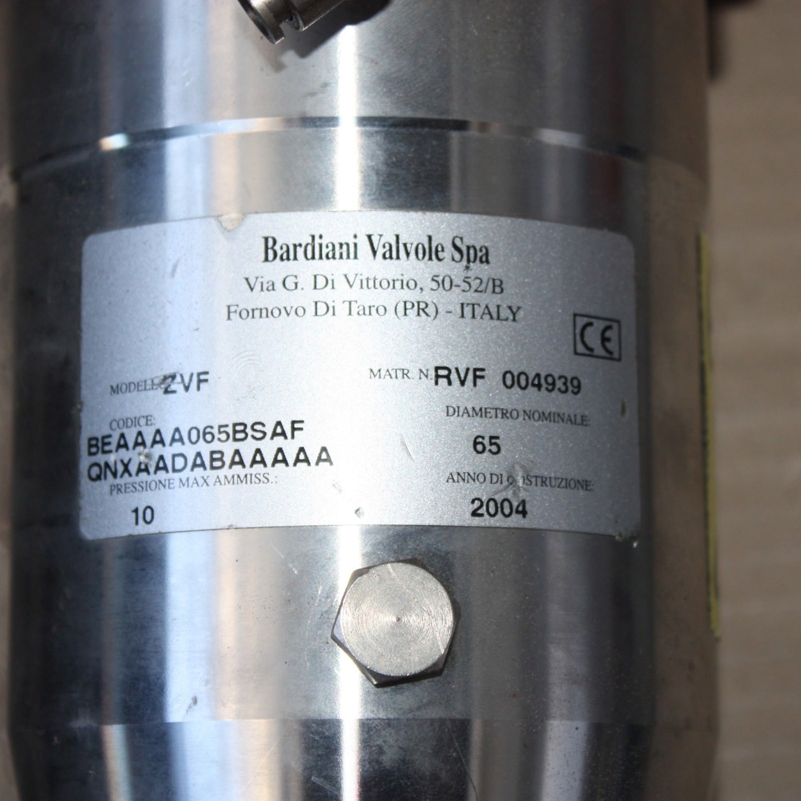 BARDIANI ZVF Pneumatic Actuated Butterfly Valve Actuator DN65 BSM ...