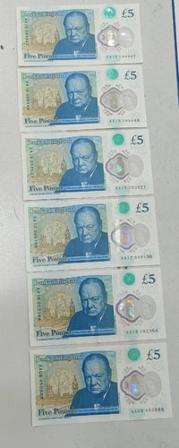 LOT of 6 x £5 Five Pound notes- AA LOW NUMBERS - RARE | eBay UK