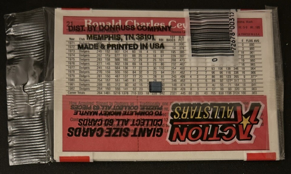 1983 Donruss Action All Stars Baseball Pack Dave Concepcion Reds Ron ...