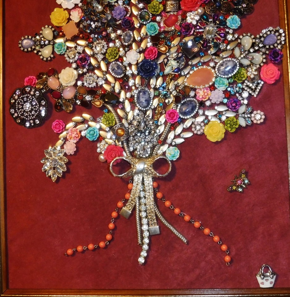 Vintage Jewelry Art Bouquet, signed, and framed | eBay