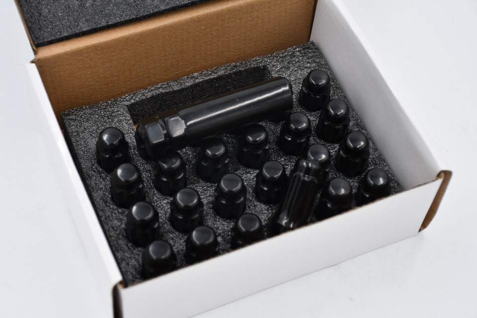 Set 24 Lug Nuts Spline Lug Nut Kit Black 14mm x 1.5 1.9" Tall M14x1.5 6 ...