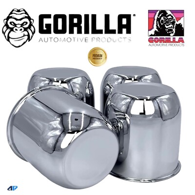 Set 4 Gorilla Universal Chrome Push Thru 5 Lug Wheel Center Cap 3.25 ...