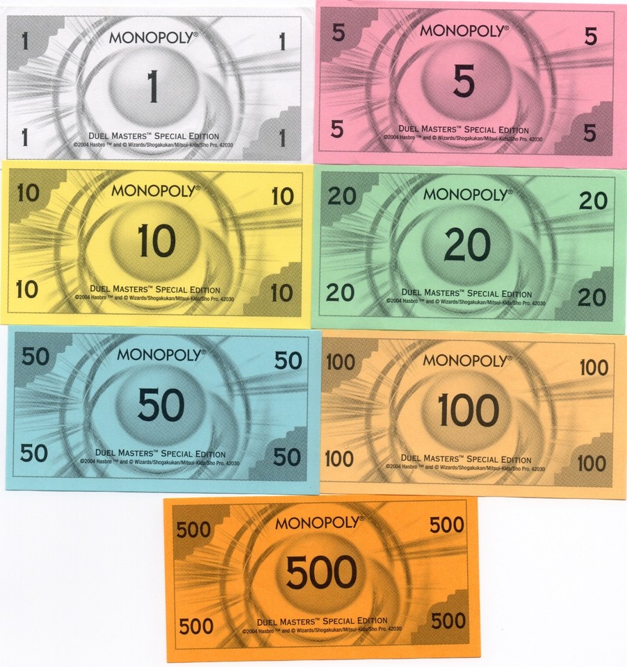 Genuine Monopoly REPLACEMENT MONEY CASH BILLS - Various Editions ...