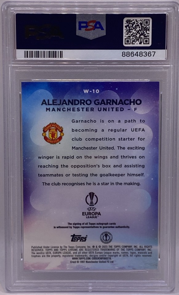 2022-23 Topps Chrome Alejandro Garnacho Wonderkid Rookie Auto #W10 PSA ...