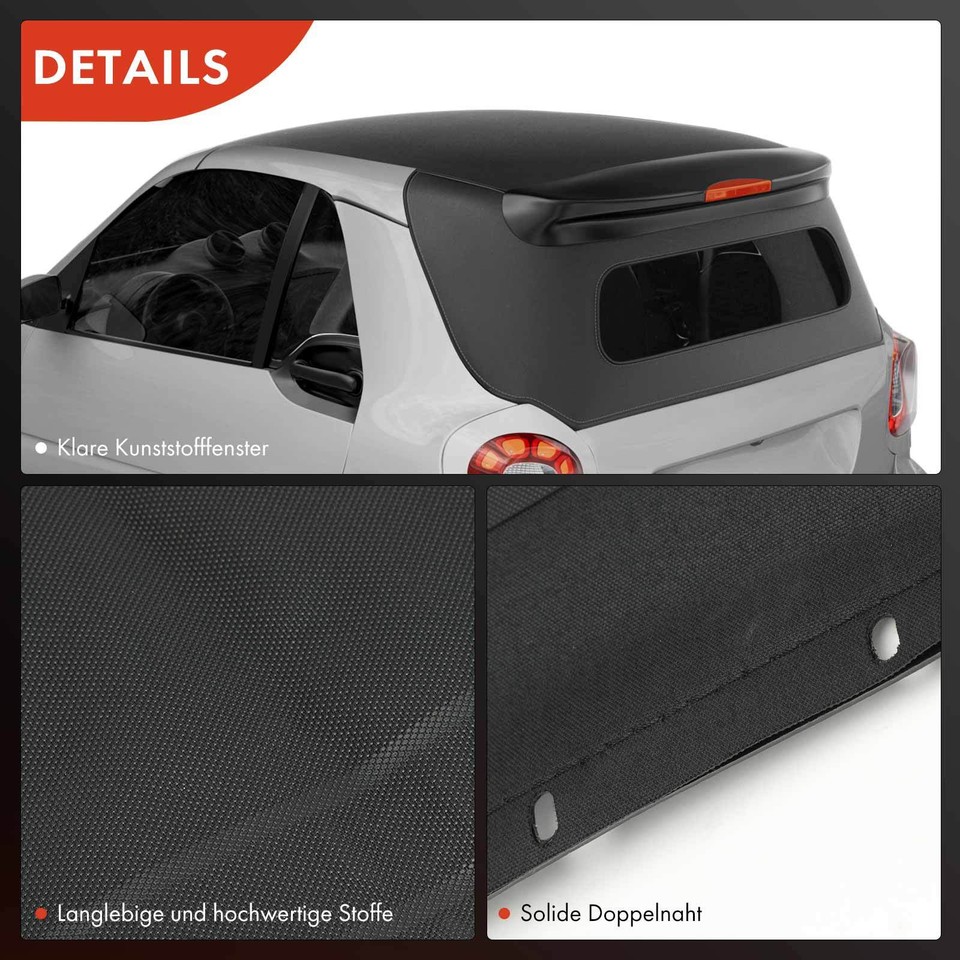Convertible Roof Soft Top Black For Smart Fortwo Cabrio 451 1.0 BRABUS ...