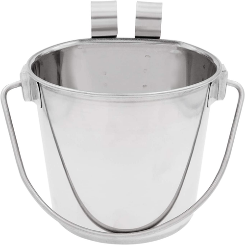 Stainless Steel Flat-Sided Bucket with Hook for Kennel Cage Crate – 1 ...