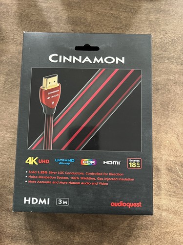 AudioQuest Cinnamon 3M HDMICIN03 UHD 4K HDMI Cable - Red Black 18gbps ...