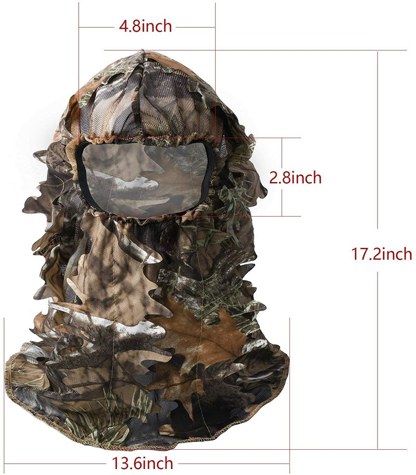 3D Ghillie Face Mask Leafy Ghillie Camo Full Cover Headwear Hunting ...