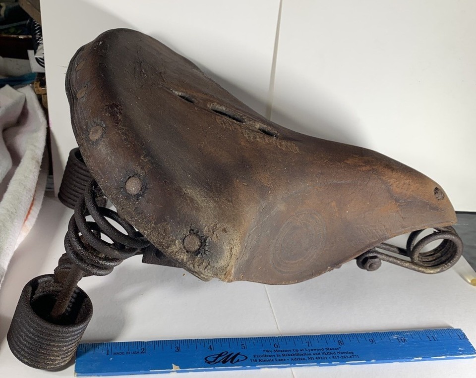 Antique Indian Motorcycle / Bicycle Saddle Seat Hendee Mfg Co Pat. Feb ...