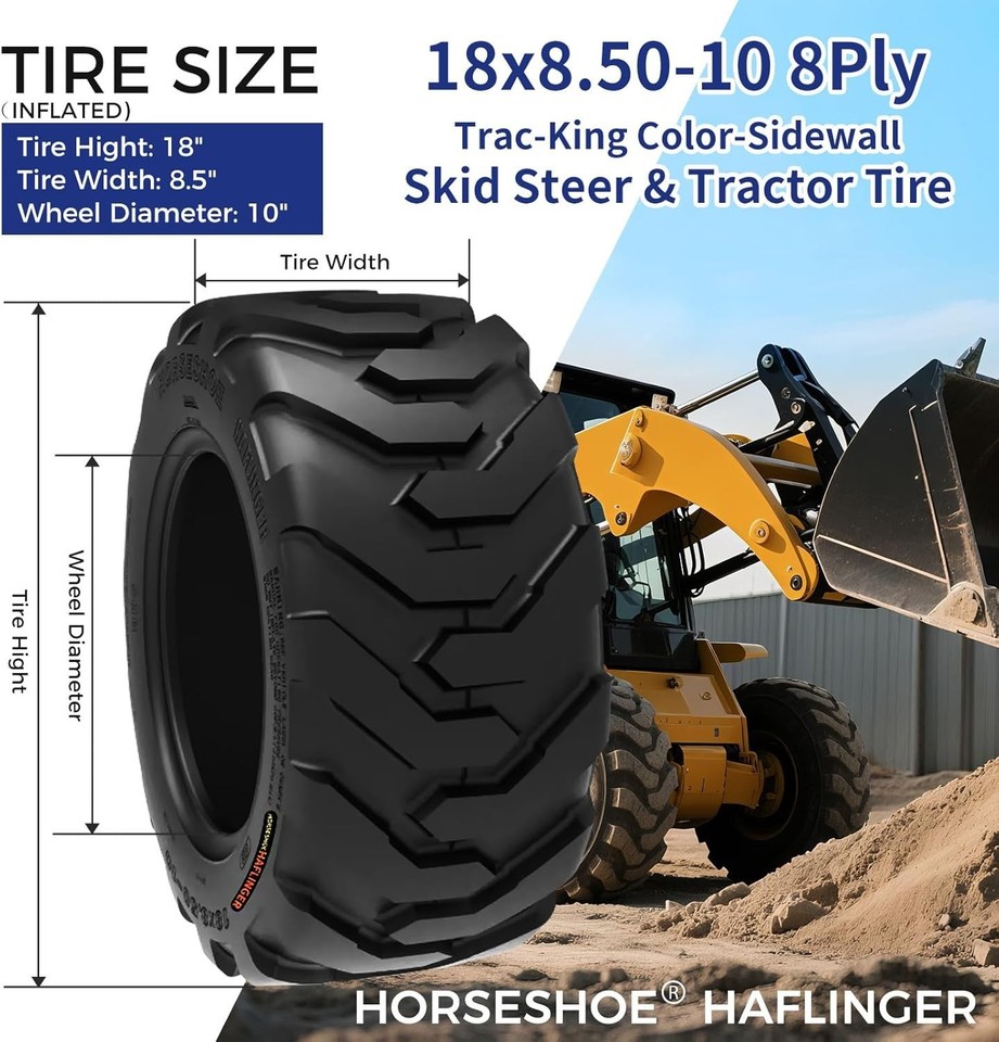 2 New 27x10.50-15 Skid Steer Tires 12PR HAFLINGER Heavy Duty Rim Guard ...